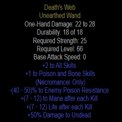 Buy D2R Death's Web +1 PnB | Diablo 2 Resurrected (D2R) Item Shop - D2RGEAR