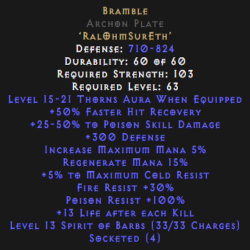 Buy D2R Bramble Archon Plate | Diablo 2 Resurrected (D2R) Item Shop ...