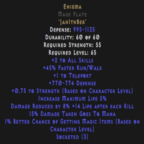 Buy D2R Enigma Enigma Mage Plate 770-774 Defense | Diablo 2 Resurrected ...