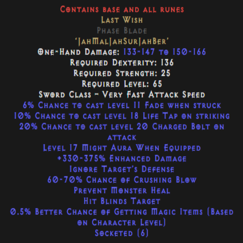 Buy D2R Unmade Last Wish Phase Blade | Diablo 2 Resurrected (D2R) Item Shop - D2RGEAR